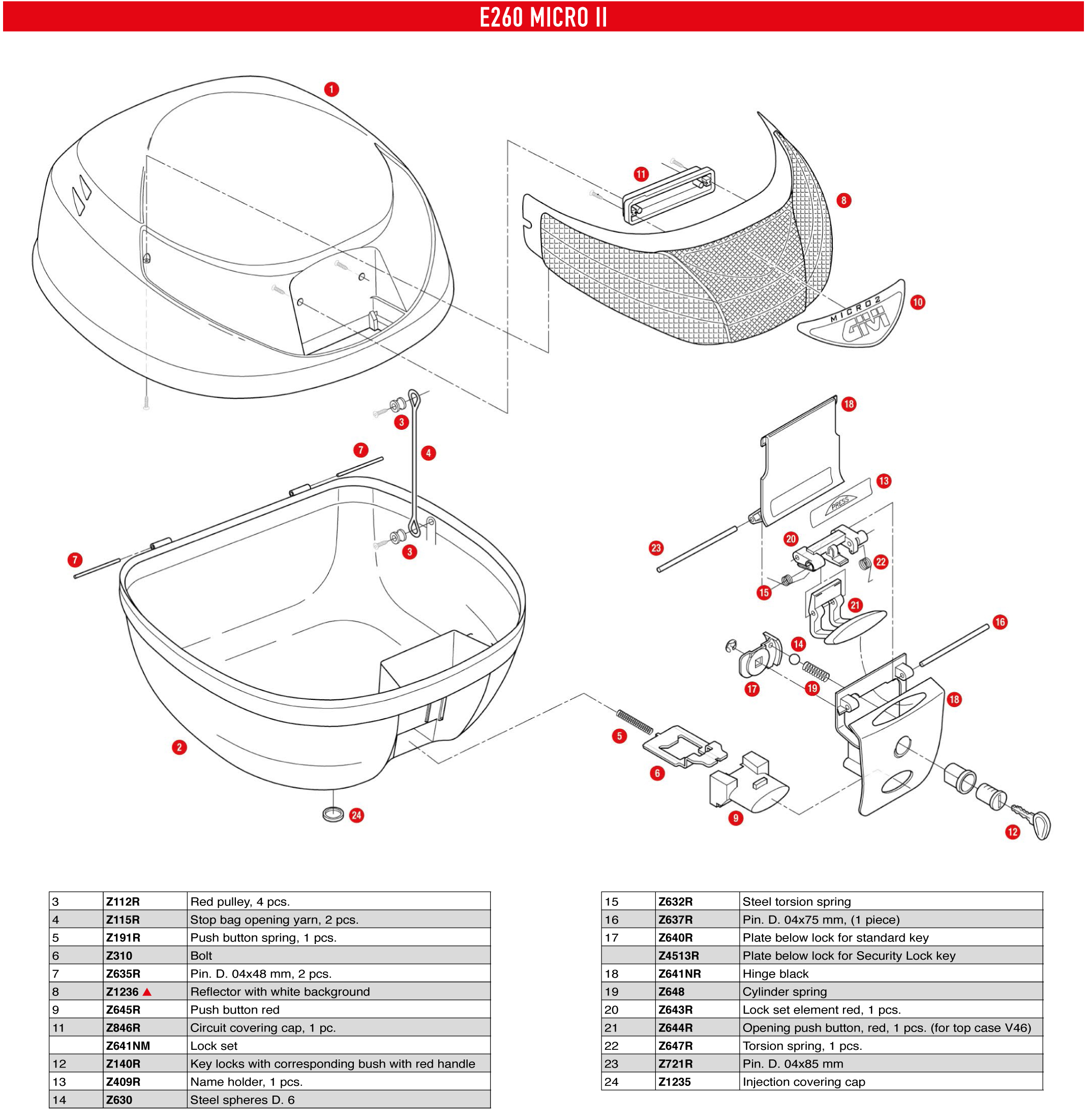GIVI E260 Micro II top case - Top boxes and side boxes for motorcycles | RAD